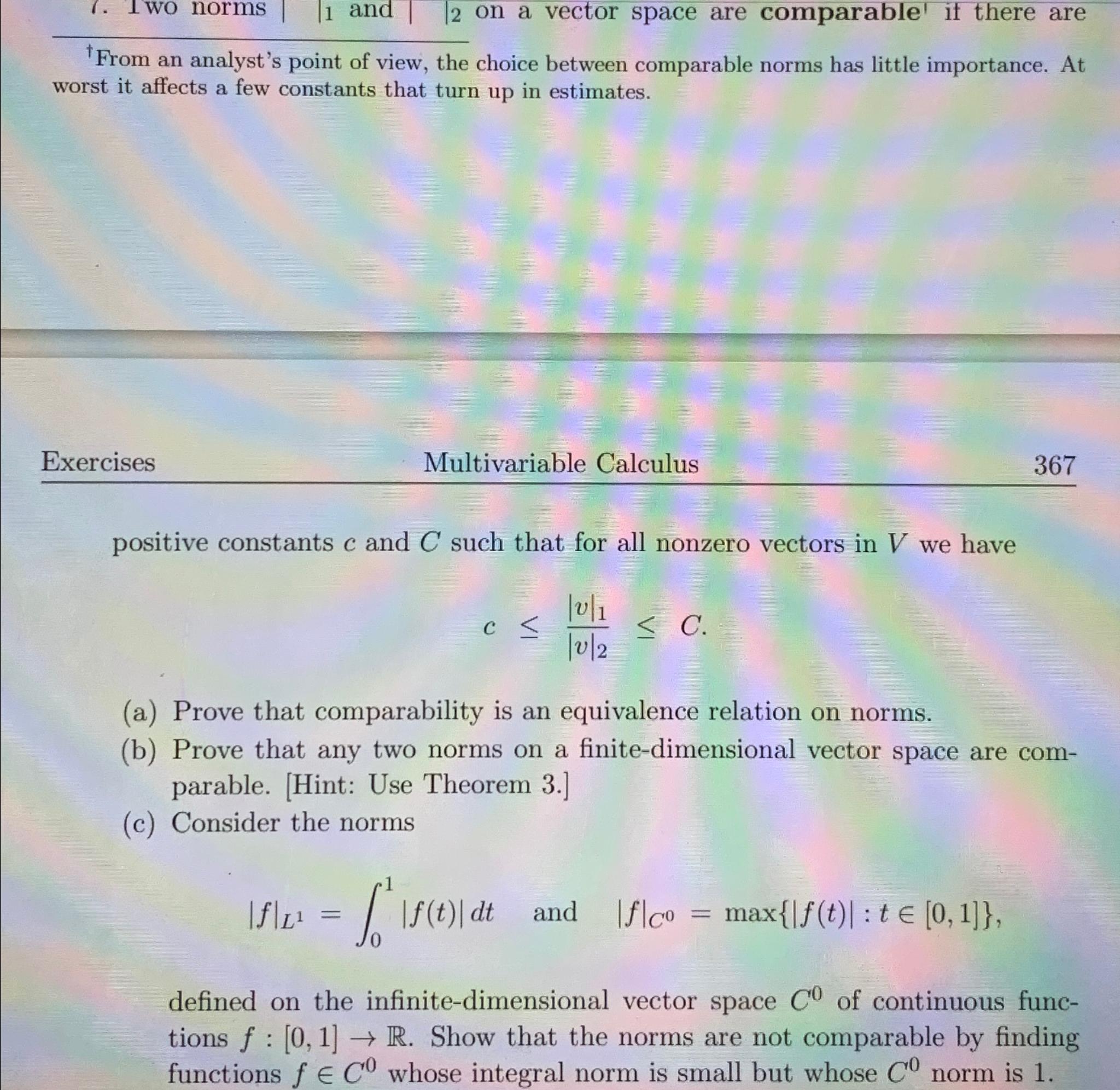 Solved I wo norms ||_(1) and ||_(2) on a vector space are | Chegg.com