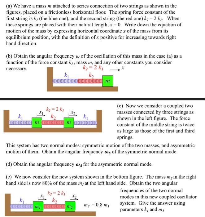 Solved (a) We have a mass m attached to series connection of | Chegg.com