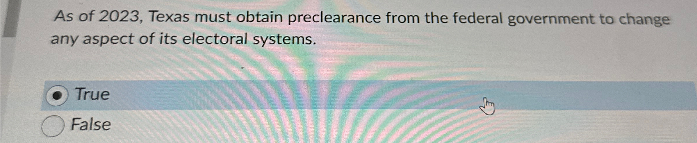 Solved As of 2023 , ﻿Texas must obtain preclearance from the | Chegg.com