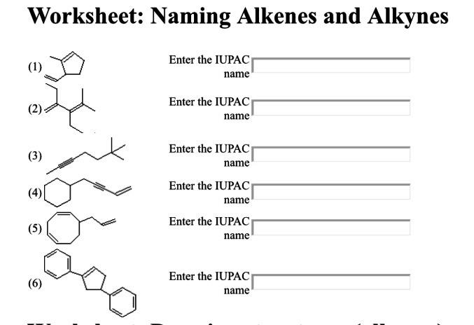 Worksheet: Drawing structures (cyclic) 1. Draw | Chegg.com
