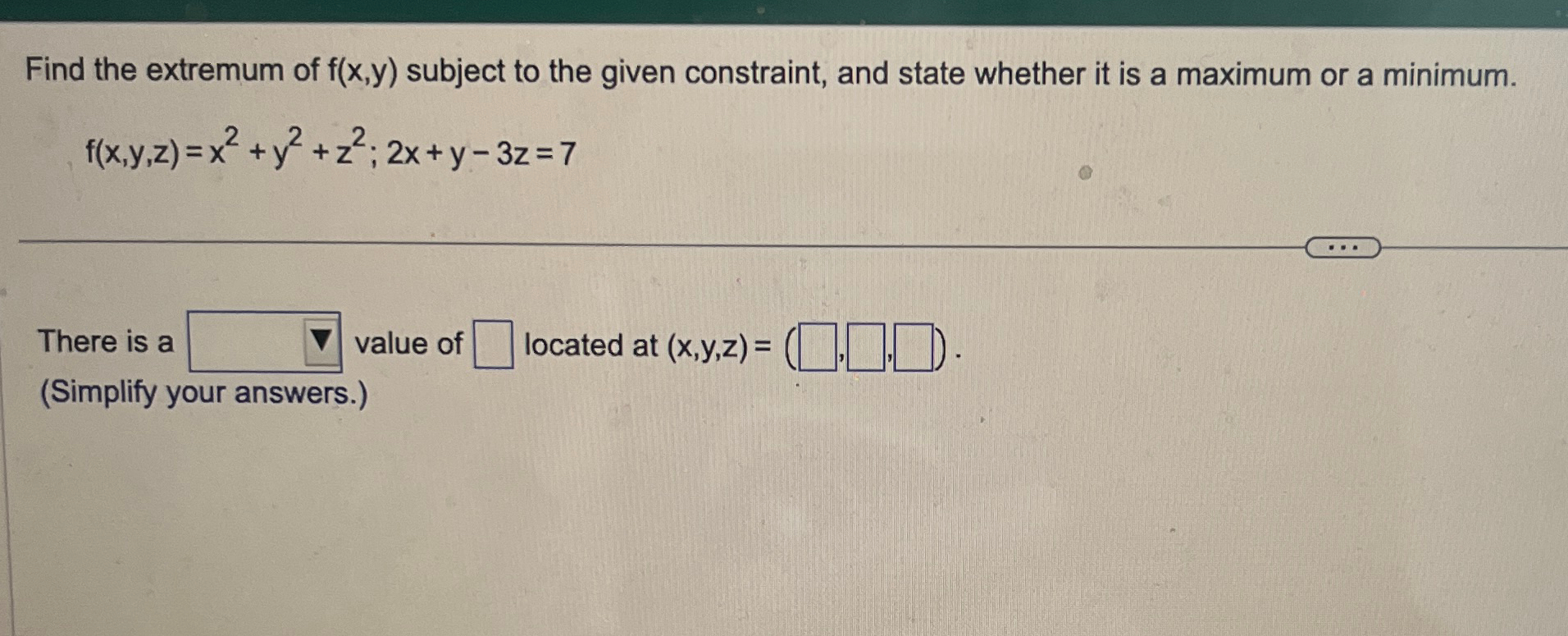 Solved Find the extremum of f(x,y) ﻿subject to the given | Chegg.com