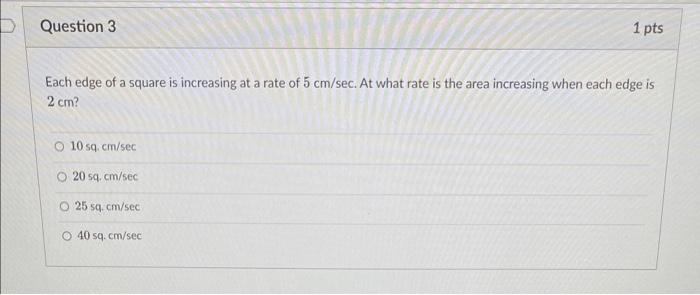Solved Each edge of a square is increasing at a rate of 5 | Chegg.com