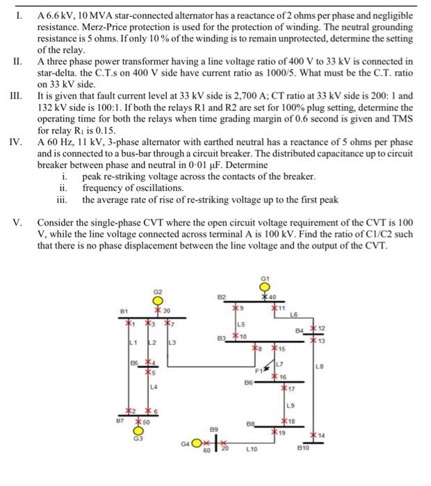 Solved I. A 6.6 kV, 10 MVA star-connected alternator has a | Chegg.com