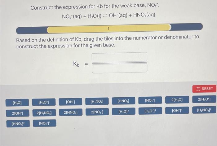 Solved Construct the expression for Kb for the weak base, | Chegg.com