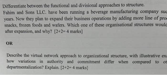 Solved Differentiate between the functional and divisional | Chegg.com