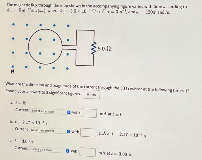The magnetic flux through the loop shown in the | Chegg.com