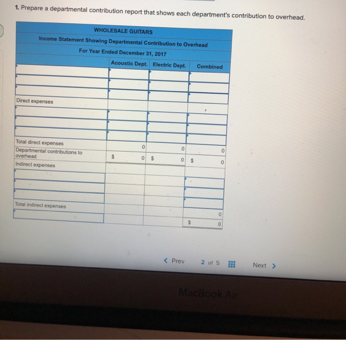 Solved 1. Prepare a departmental contribution report that | Chegg.com