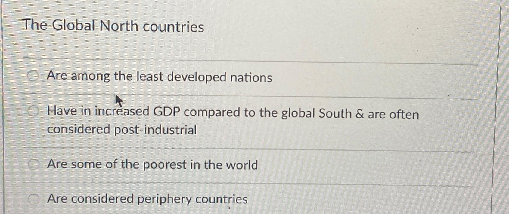 Solved The Global North countriesAre among the least | Chegg.com