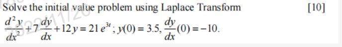 Solved Solve the initial value problem using Laplace | Chegg.com