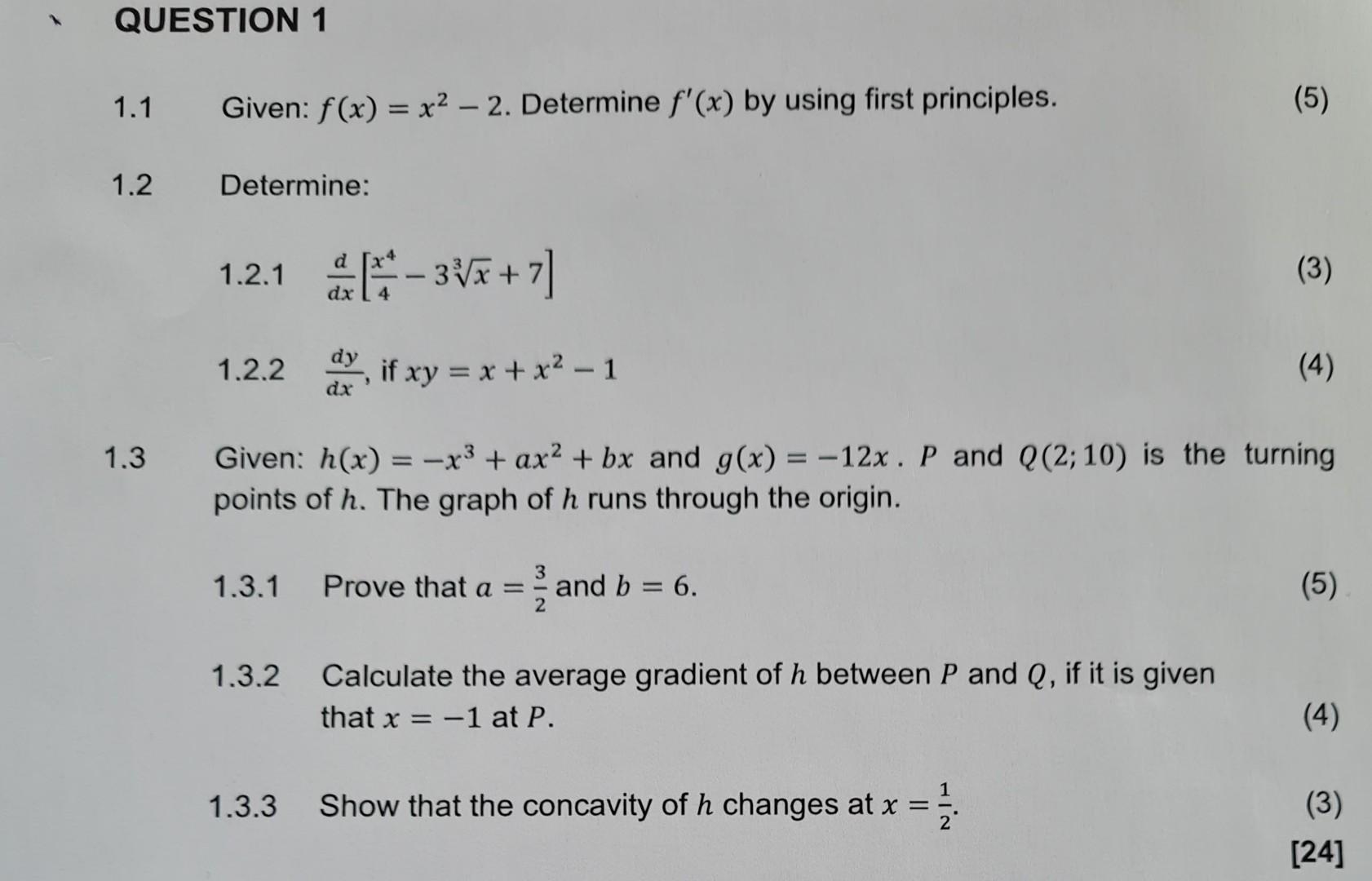 Solved 1.1 Given: f(x)=x2−2. Determine f′(x) by using first | Chegg.com
