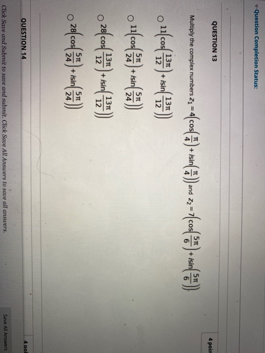 Solved Question Completion Status: QUESTION 13 4 point | Chegg.com