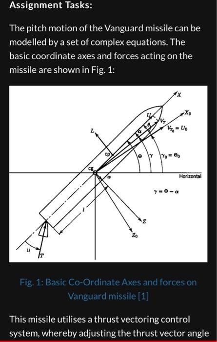 Solved Assignment Tasks: The pitch motion of the Vanguard | Chegg.com
