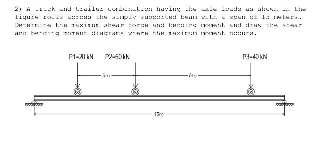 Solved 2) A truck and trailer combination having the axle | Chegg.com