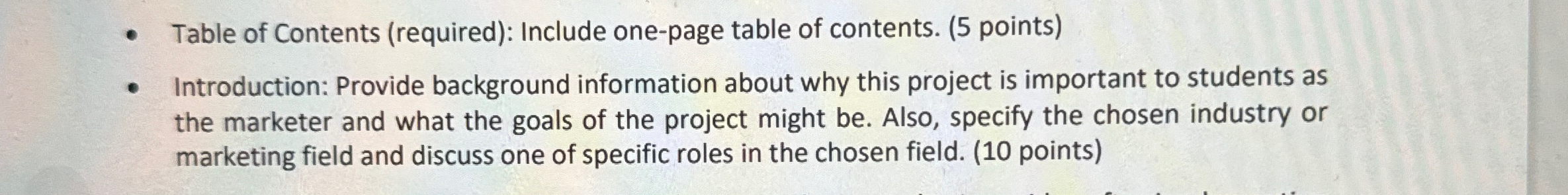 Solved Table of Contents (required): Include one-page table | Chegg.com
