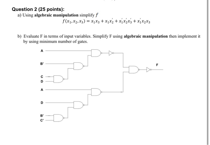 Solved Question 2 (25 points): a) Using algebraic | Chegg.com