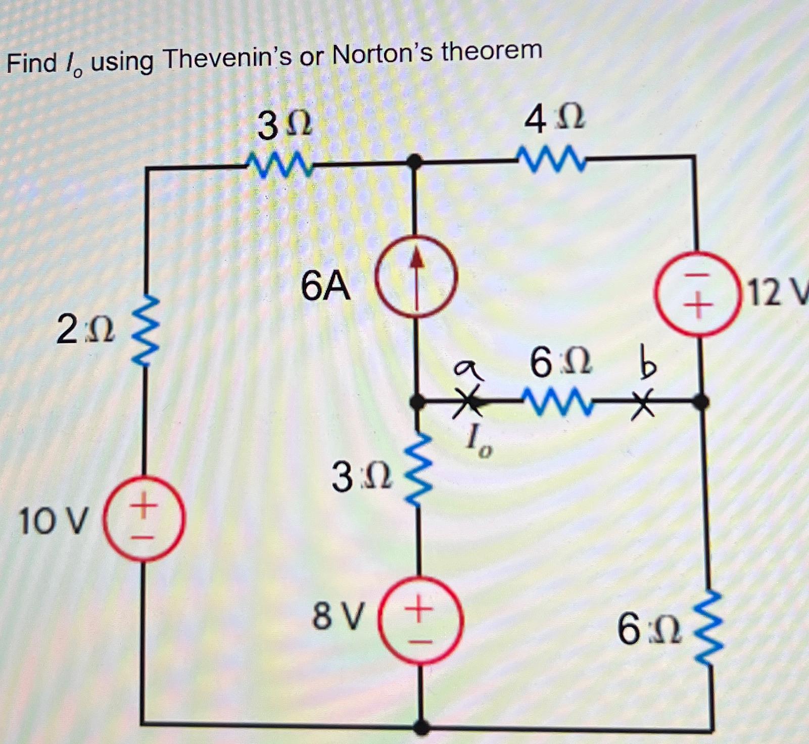 Solved Find I0 ﻿using Thevenin's or Norton's theorem | Chegg.com