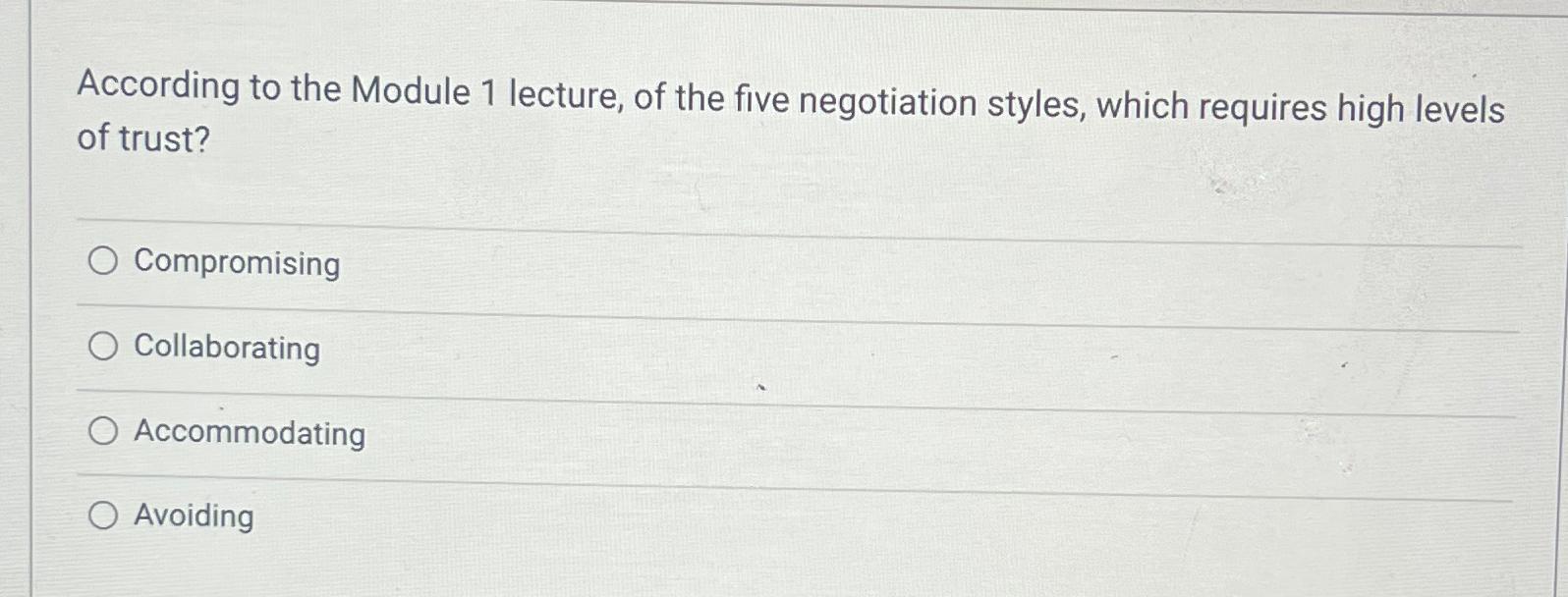 Solved According to the Module 1 ﻿lecture, of the five | Chegg.com