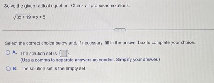 Solved Solve the given radical equation. Check all proposed | Chegg.com