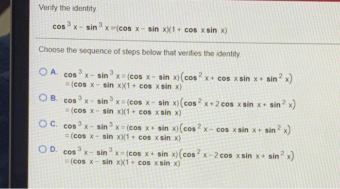 Solved Verify the identity cos 2xcot x=cot x- sin x cos x | Chegg.com
