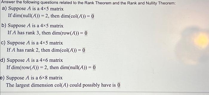 Solved Answer The Following Questions Related To The Rank