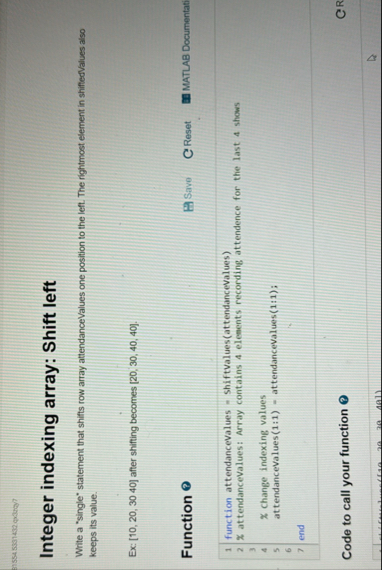 Solved Bissa 5331432 ﻿equitay?Integer indexing array: Shift | Chegg.com