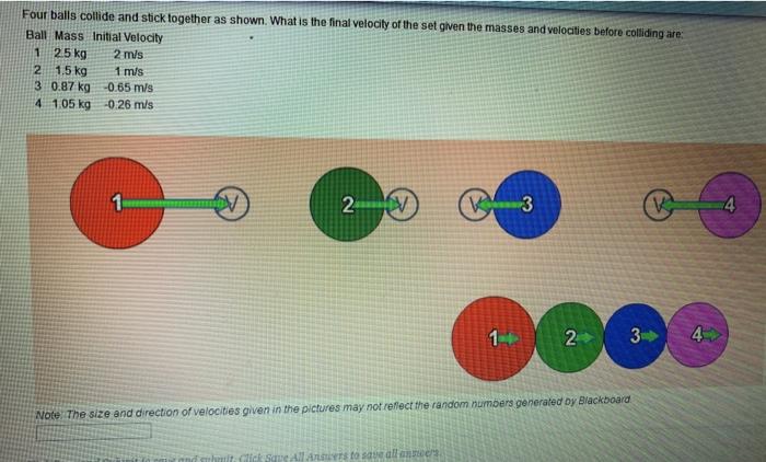 Solved Four balls collide and stick together as shown. What | Chegg.com