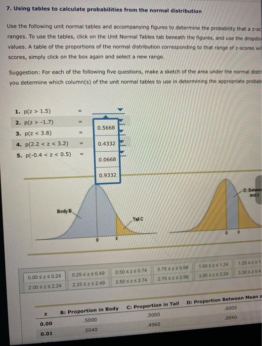 Solved 7. Using tables to calculate probabilities from the | Chegg.com