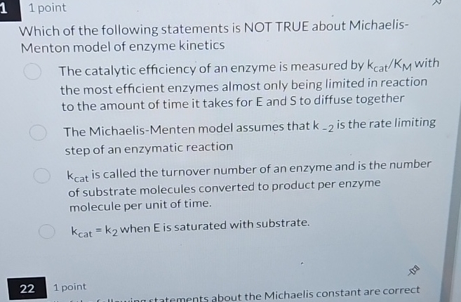 Solved 1 ﻿pointWhich of the following statements is NOT TRUE | Chegg.com