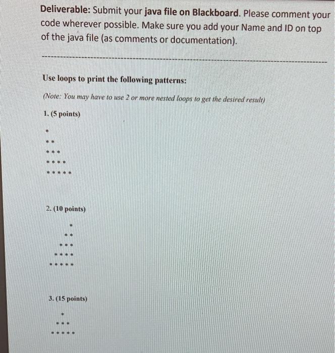 Solved Deliverable: Submit your java file on Blackboard. | Chegg.com
