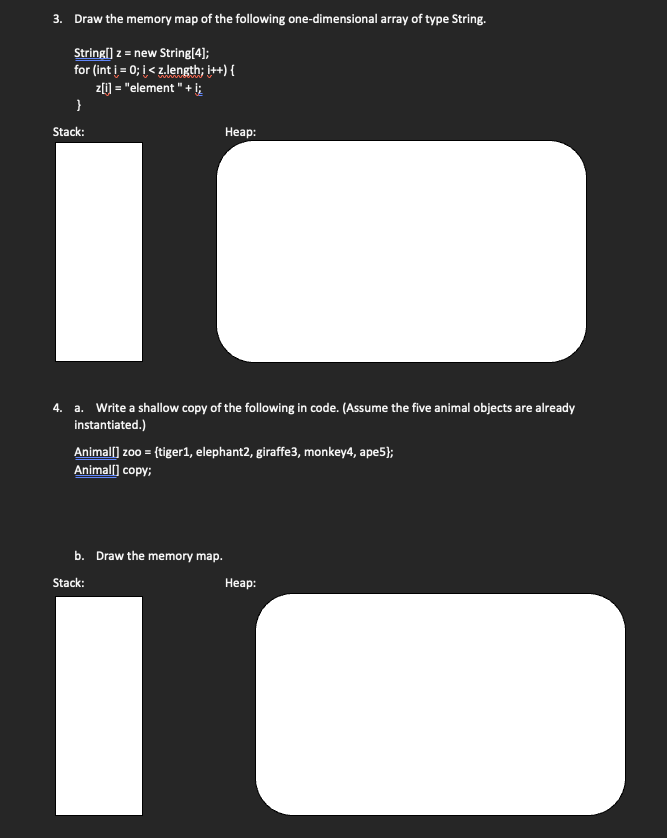 Solved How can I write the shallow copy of the code and draw | Chegg.com