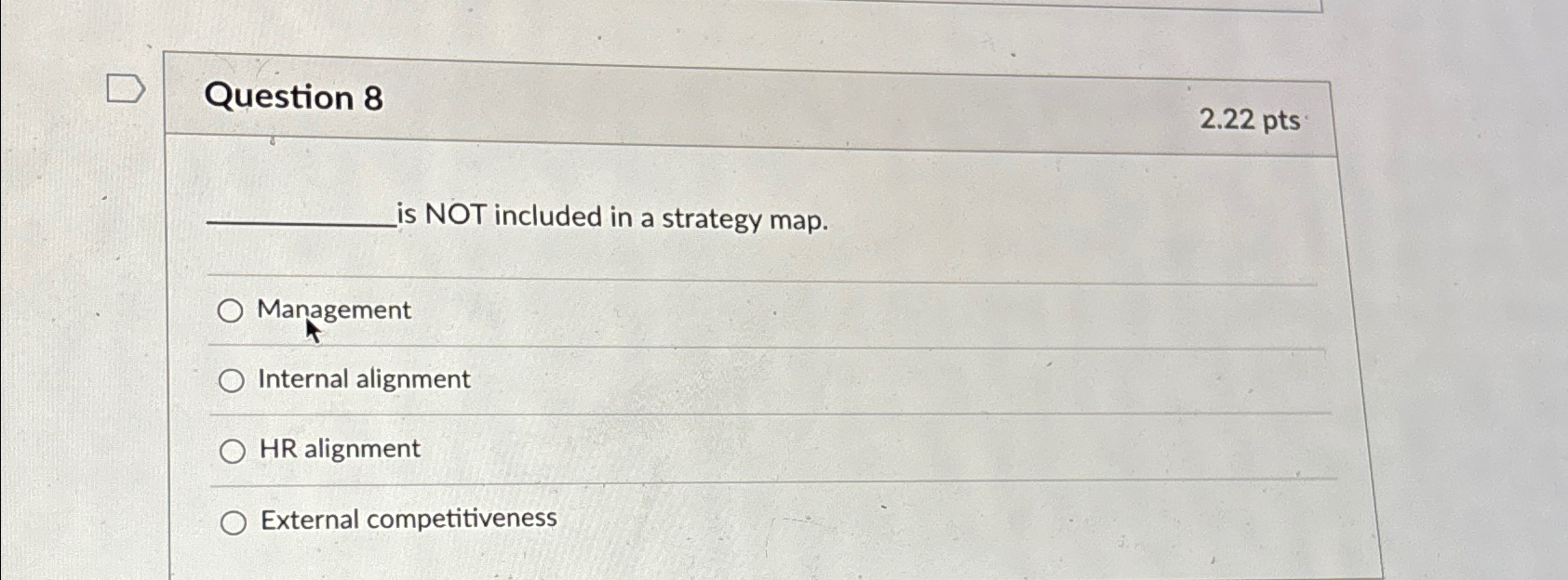 Solved Question 82.22pts_is NOT included in a strategy | Chegg.com