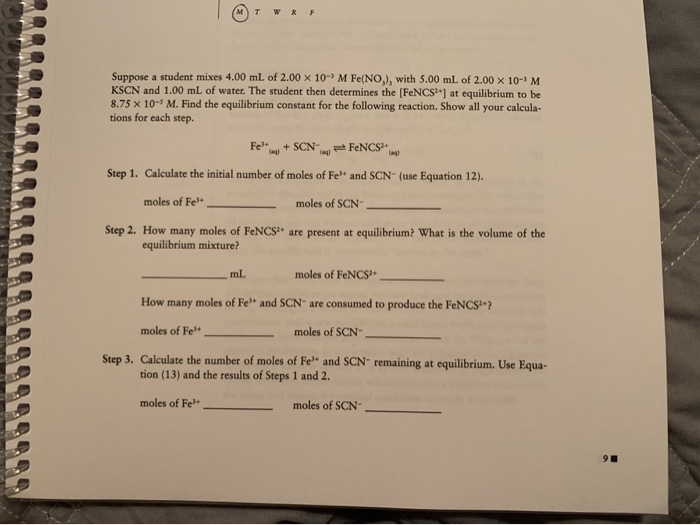 Solved M T WR Suppose a student mixes 4.00 mL of 2.00 x | Chegg.com
