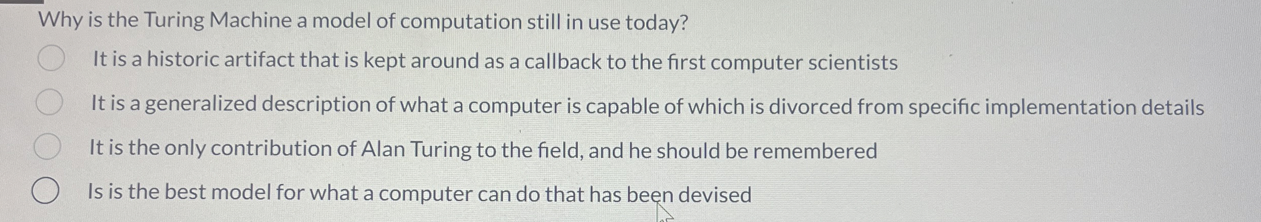 Solved Why is the Turing Machine a model of computation | Chegg.com