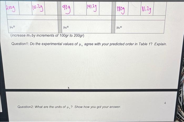 Table 1: Objects ln Order Of Decreasing μs (your best | Chegg.com