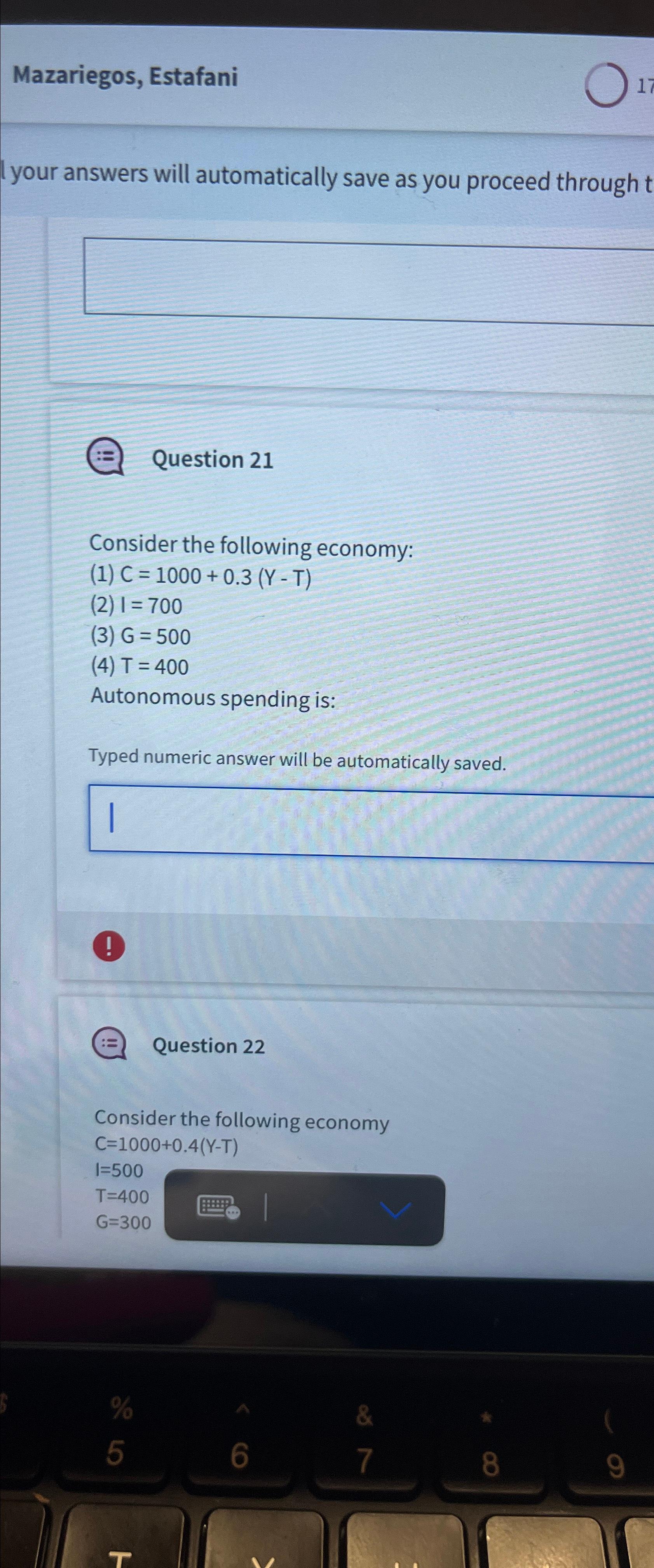 Solved Mazariegos, Estafanilyour answers will automatically | Chegg.com