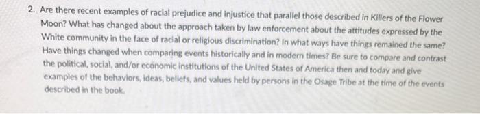 2. Are there recent examples of racial prejudice and | Chegg.com