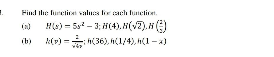 Solved Find the function values for each function. (a) | Chegg.com