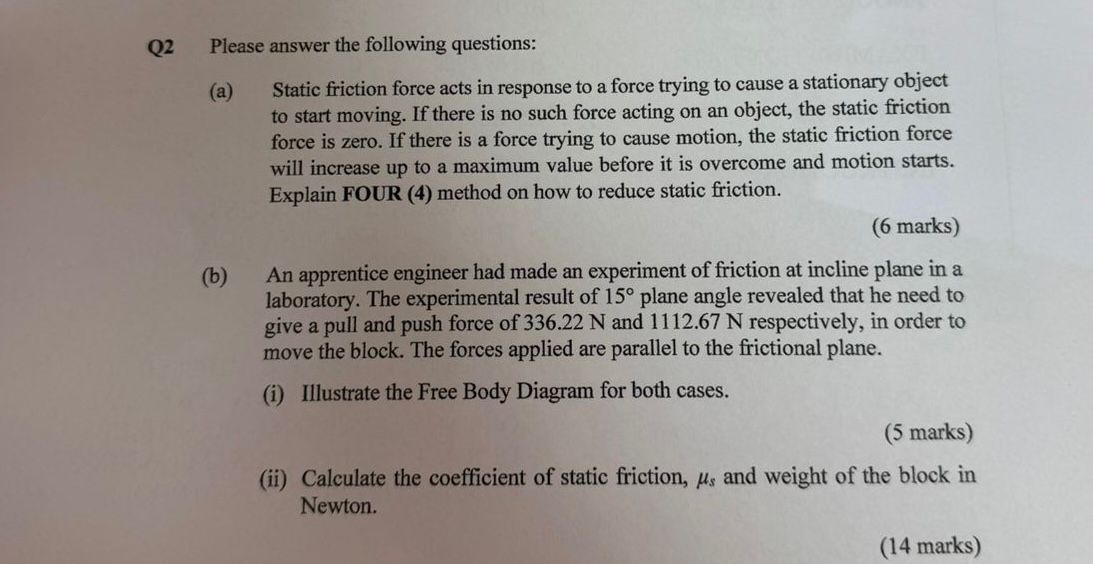 Solved Q2 ﻿Please answer the following questions:(a) ﻿Static | Chegg.com