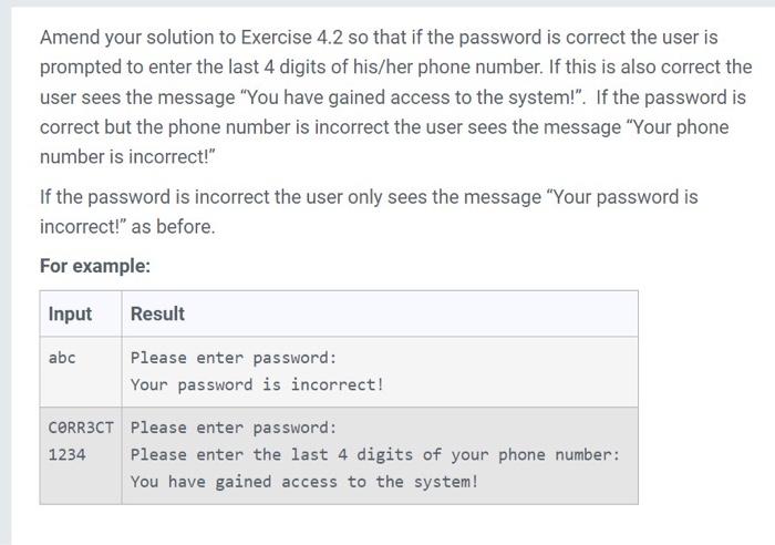Solved Amend your solution to Exercise 4.2 so that if the | Chegg.com