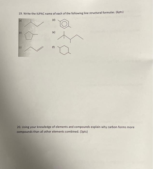 Solved 19. Write the IUPAC name of each of the following | Chegg.com