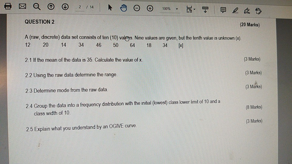 Solved 2 / 14 100% QUESTION 2 (20 Marks) A (raw, discrete) | Chegg.com