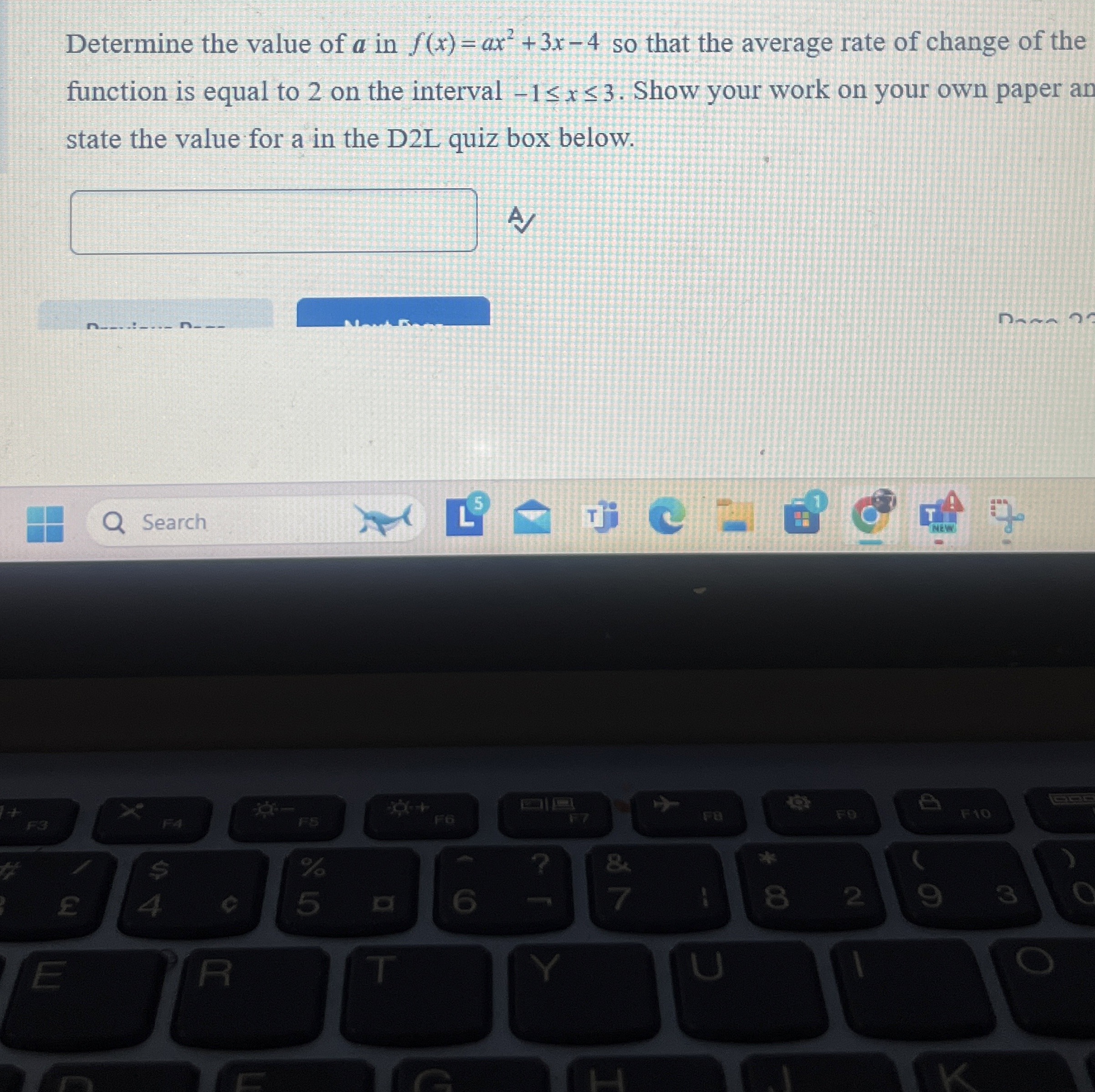 Solved Determine the value of a ﻿in f(x)=ax2+3x-4 ﻿so that | Chegg.com