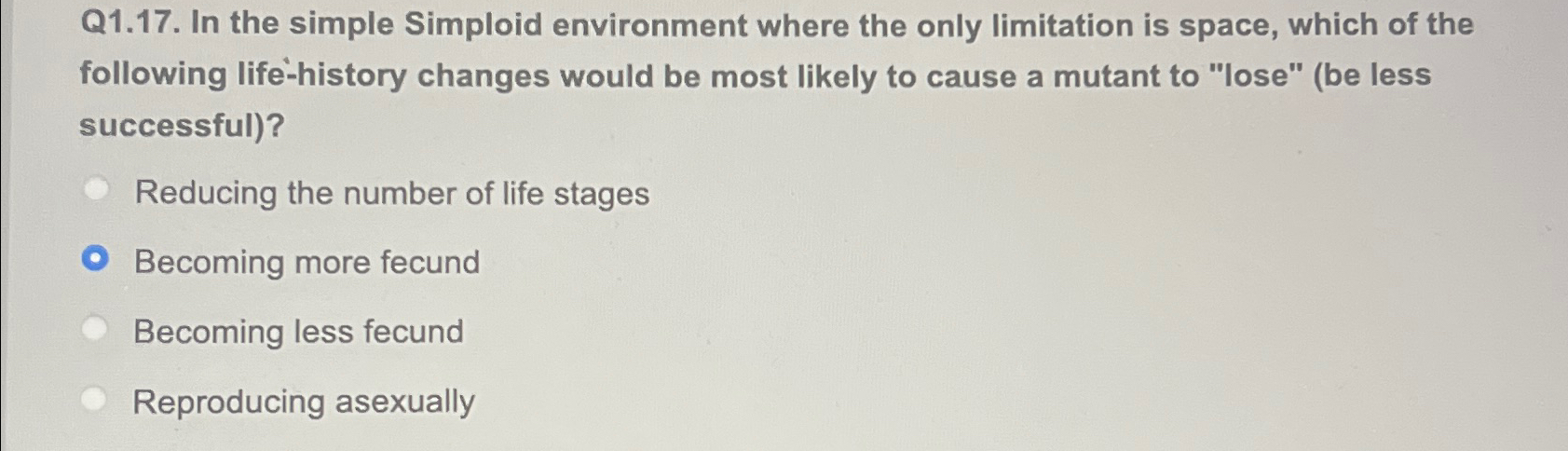 Solved Q1.17. ﻿In the simple Simploid environment where the | Chegg.com