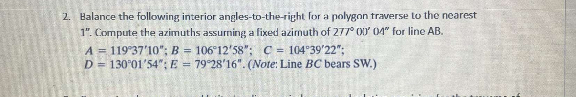 Solved Balance the following interior angles-to-the-right | Chegg.com