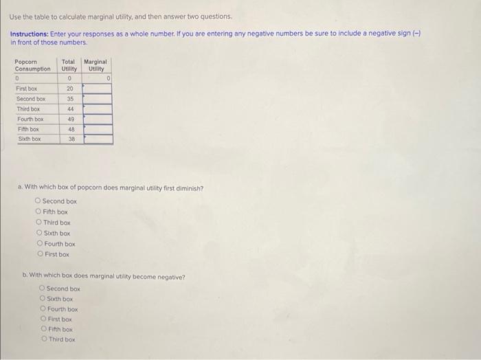 Solved Use the table to calculate marginal utility, and then | Chegg.com