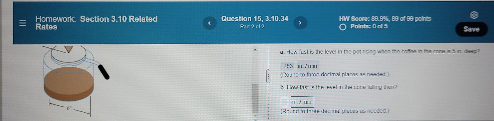 Solved = Homework: Section 3.10 Related Rates Question 15, | Chegg.com