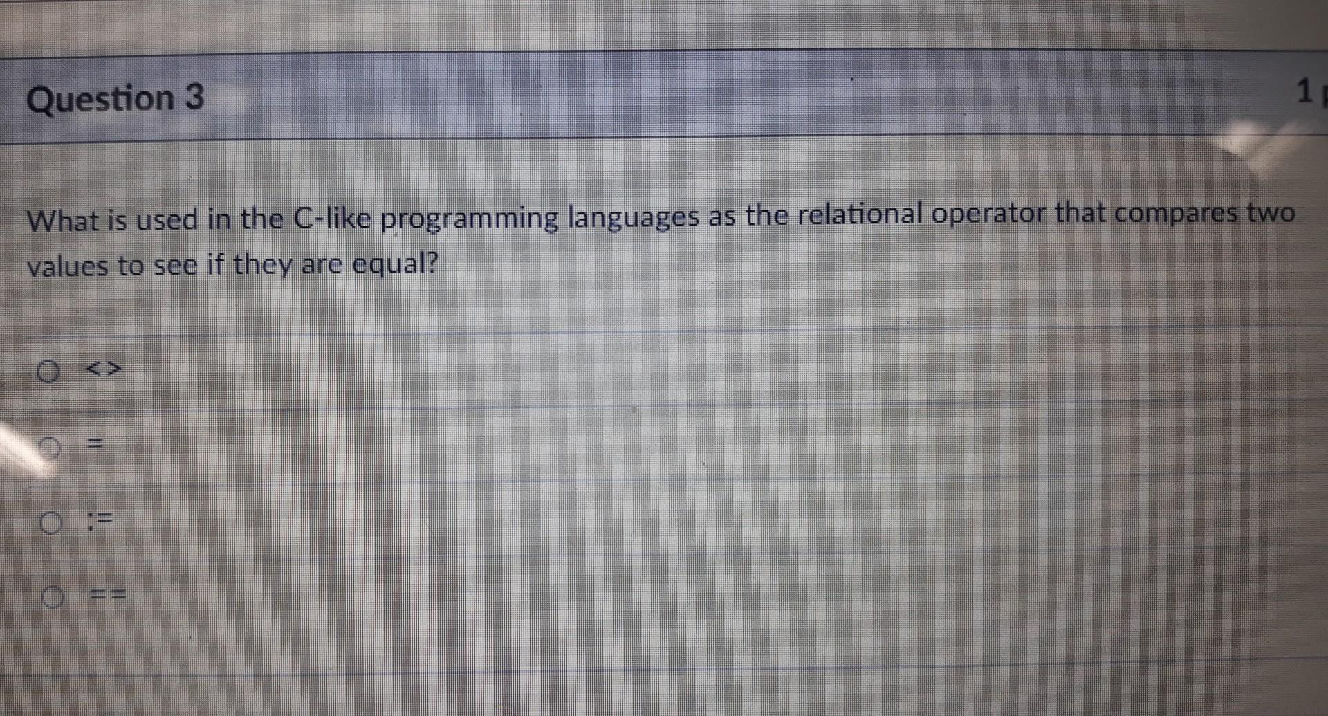 Solved Question 1 Operators used to compare two values, such | Chegg.com