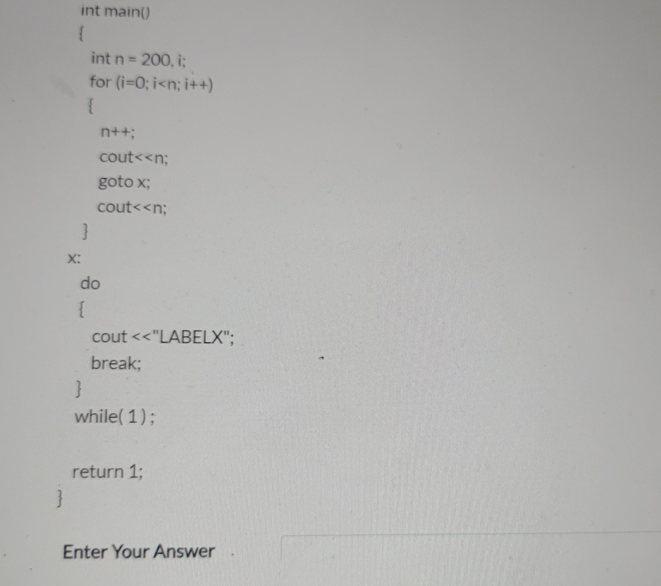 Solved int main()Iint n=200, ﻿i;for n++x