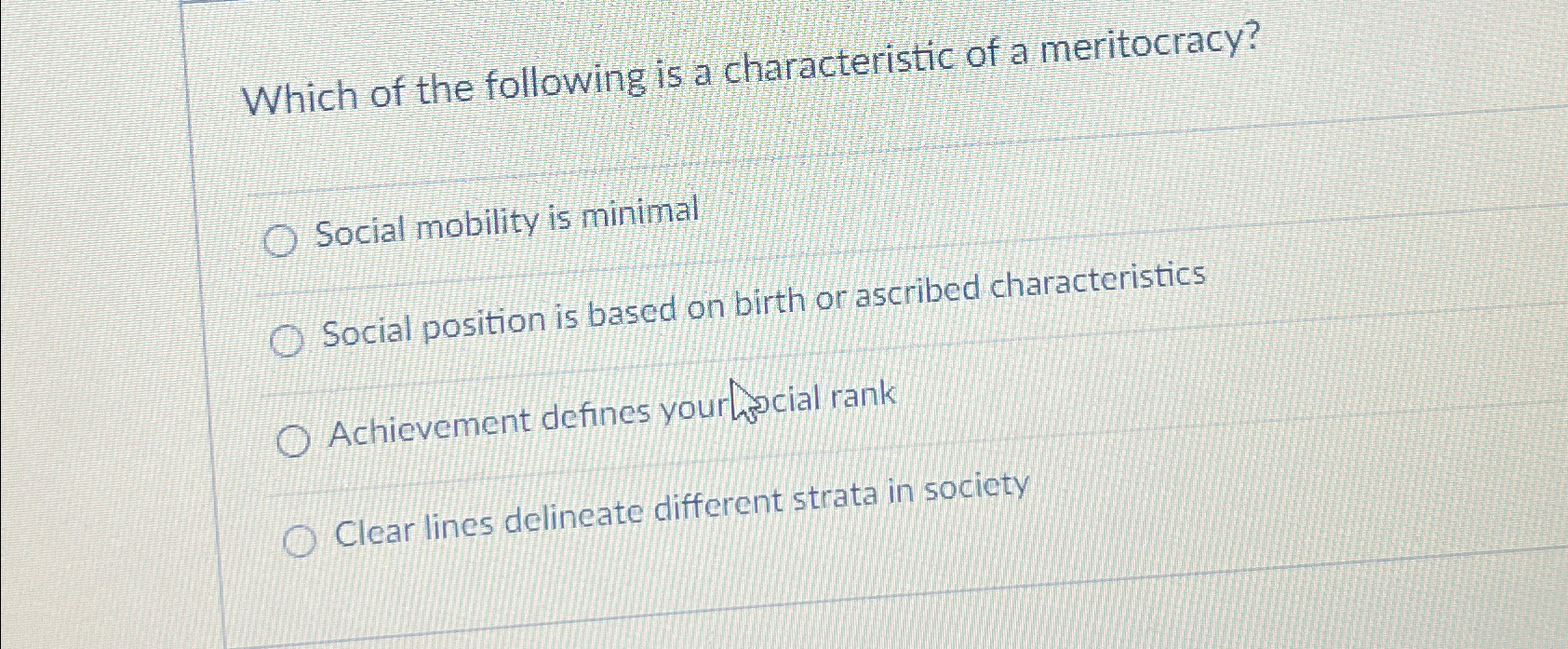 Solved Which of the following is a characteristic of a | Chegg.com