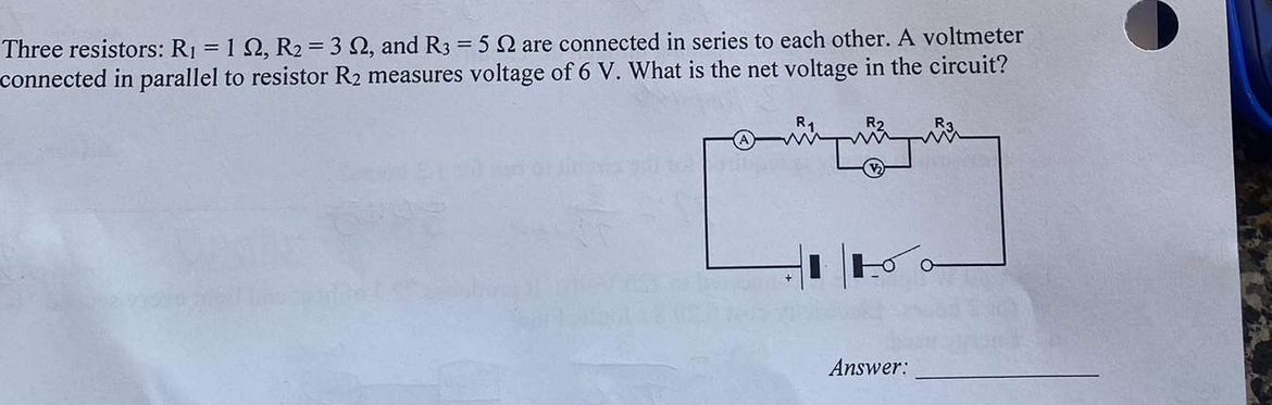 Solved Three resistors: R1=1Ω,R2=3Ω, ﻿and R3=5Ω ﻿are | Chegg.com